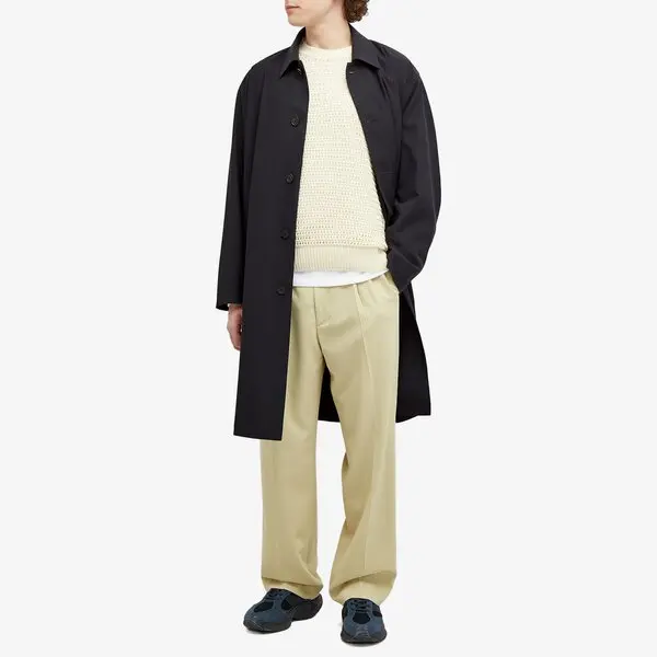 Auralee Wool Twill Soutien Long Coat In Top Navy - 40% Off